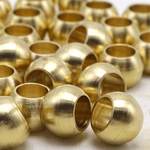 Brushed Matte Finish Solid Brass Beads Big Holes10mm20 Pcs - Etsy