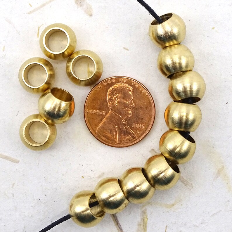 Brushed Matte Finish Solid Brass Beads Big Holes10mm20 Pcs | Etsy