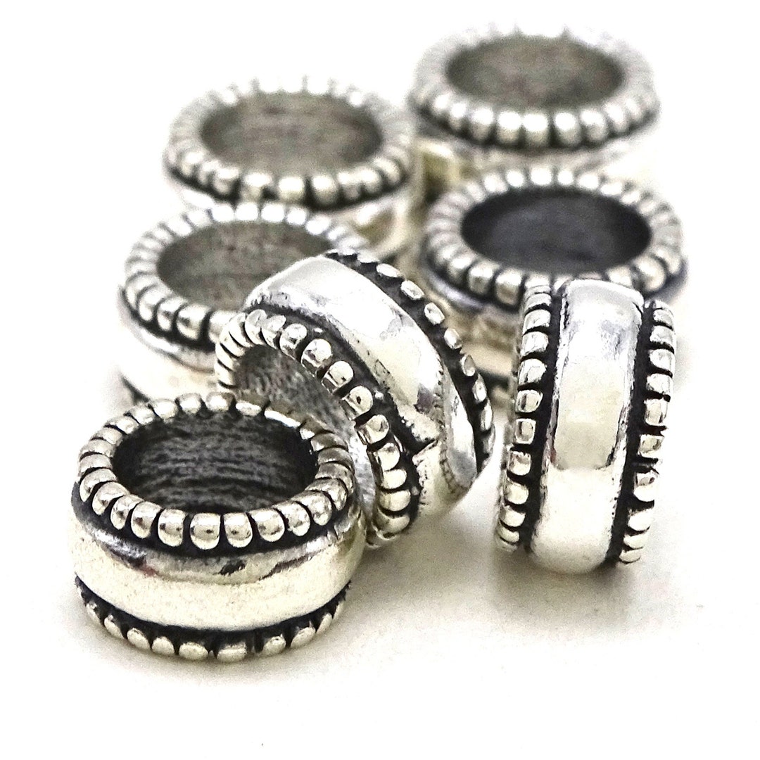 Big Hole Sterling Silver Spacer Beads Granulated Edges9mm X - Etsy