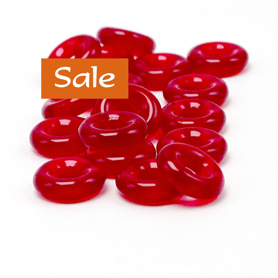 Translucent Ruby Red Czech Glass Big Hole Spacersapprox. 9mm20 Pcs ...