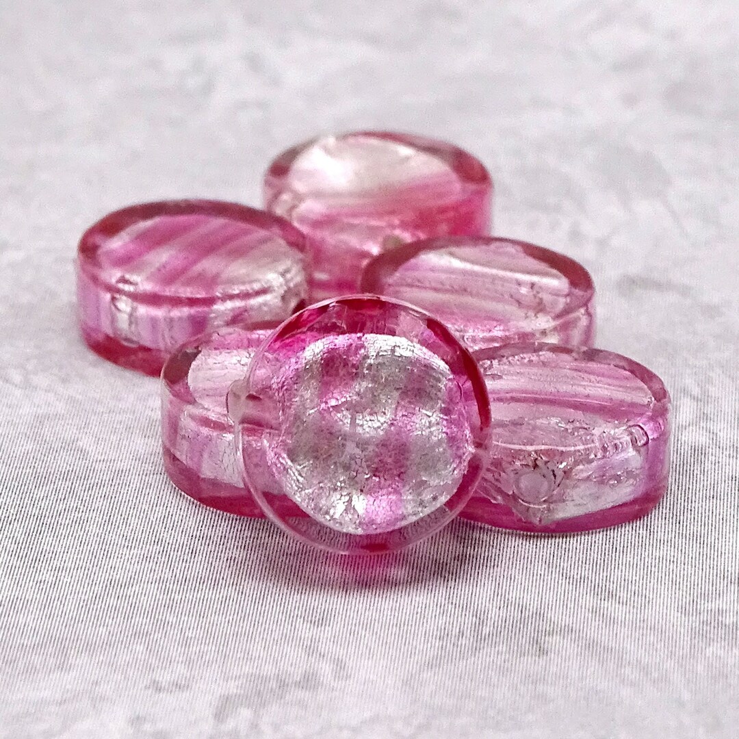 Rose Pink Silver Murano Glass Coin Beadsapprox. 12mm1 Pc. - Etsy