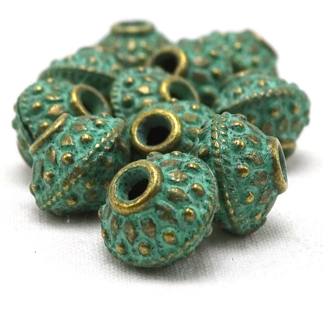 Green Patina Alloy Bali Style Saucer Beads Nickel Free Big Holesapprox. 11mm X 9mm15 Pcs. 41-183 ...