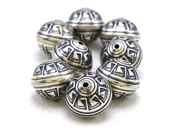 Stamped Southwest Aztec Pattern 925 Silver Beads12mm X 11mm1 Pc. 44 ...