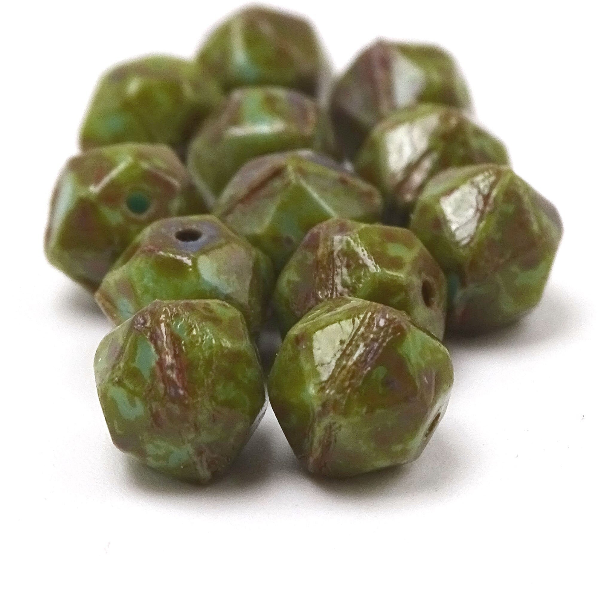 Ocean Wave 8mm English Cut Nugget Picasso Czech Glass Beads 20 pc Blue ...