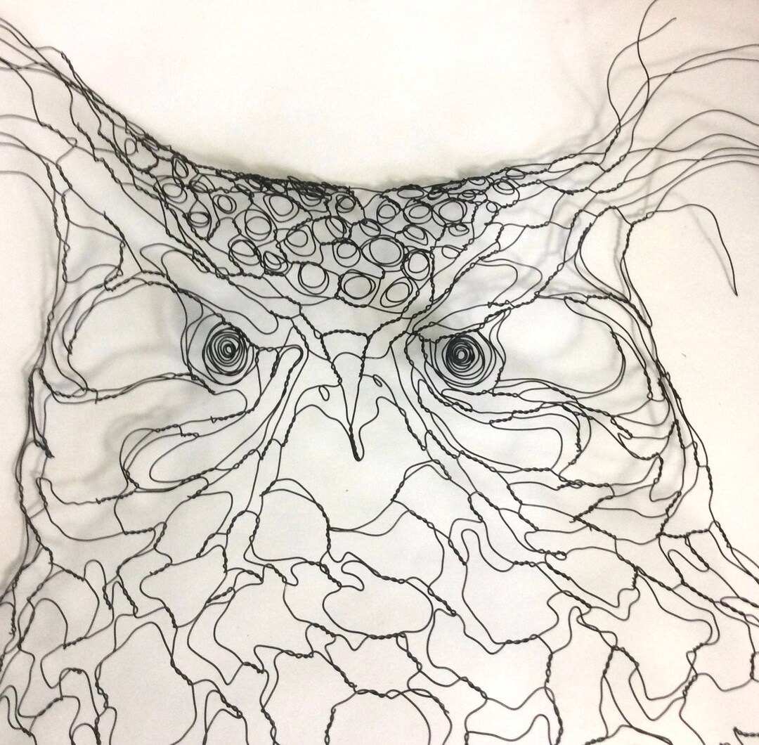 Owl Spirit Wire Sculpture 16" X 20" Wall Art by Wire Sculptor Elizabeth ...