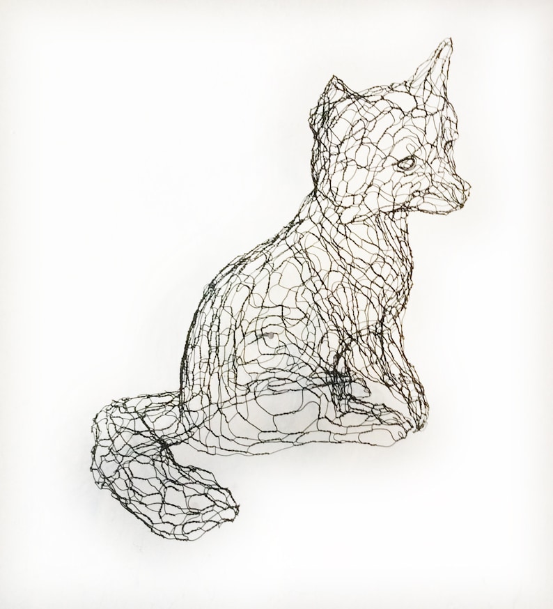 Fox Cub Mask Wire Wall Art Sculpture by Elizabeth Berrien - Etsy