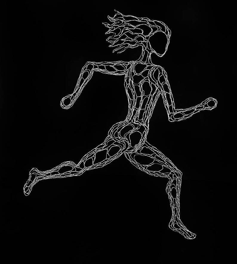 Female Runner, 2D Athlete Wire Sculpture 36 by Elizabeth Berrien - Etsy