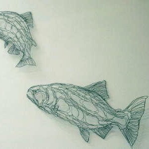 King Salmon 4ft Wire Sculpture 2D Wall Art by Elizabeth Berrien ...