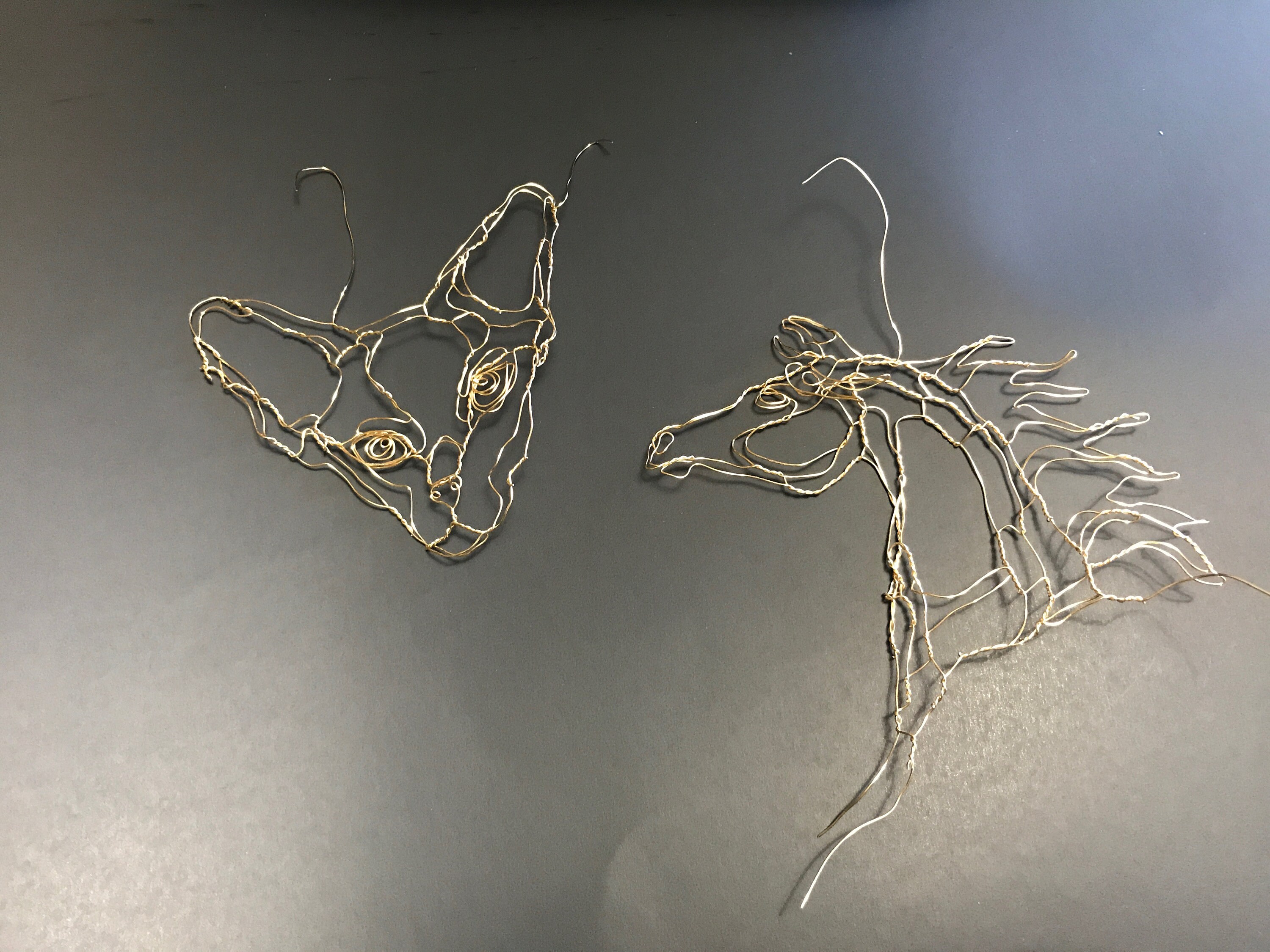 Golden Horse Head 2D Wire Sculpture 4" Ornament by Elizabeth Berrien - Etsy