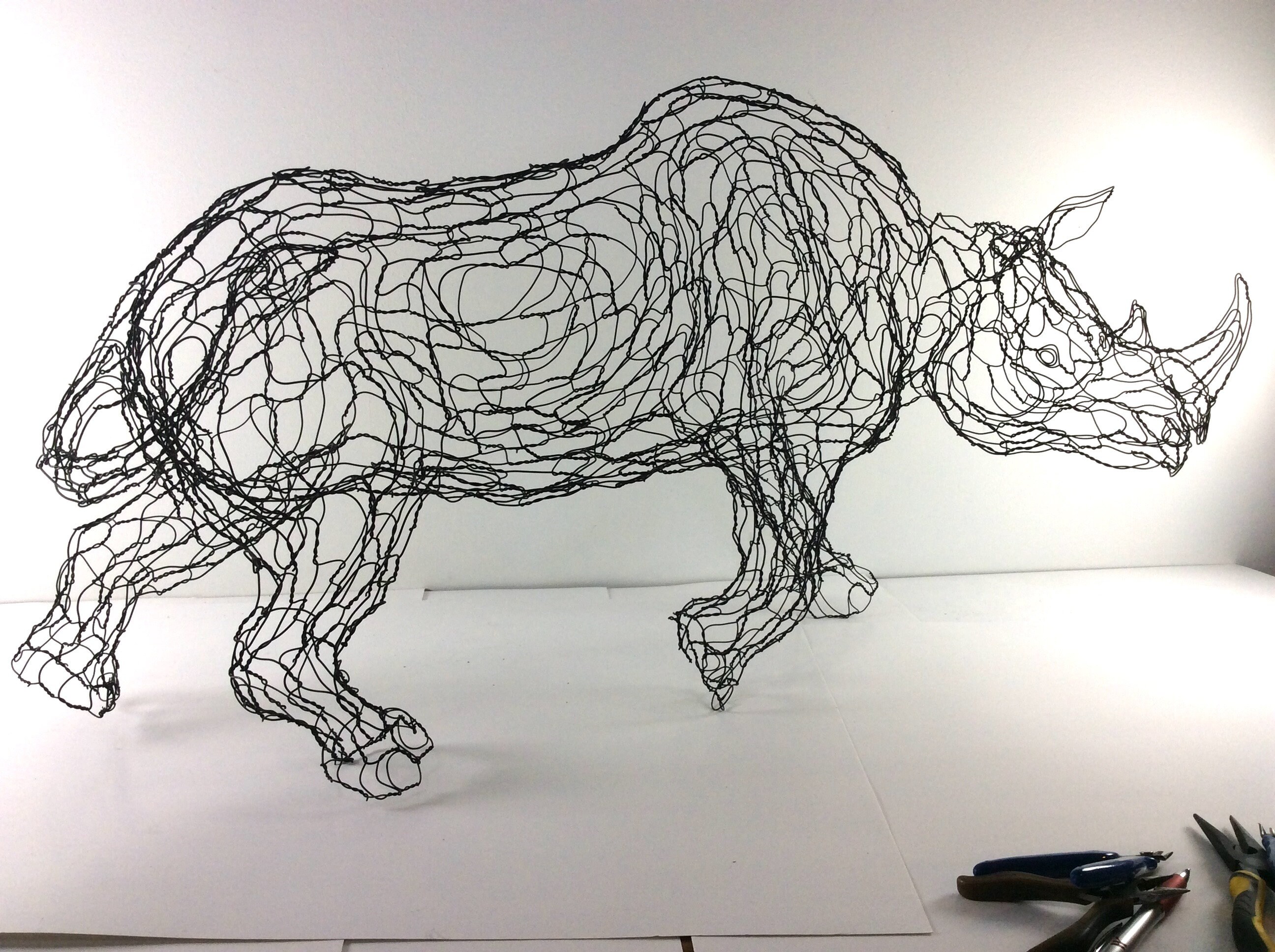 Black Rhino 30" Steel Wire Sculpture by Elizabeth Berrien - Etsy