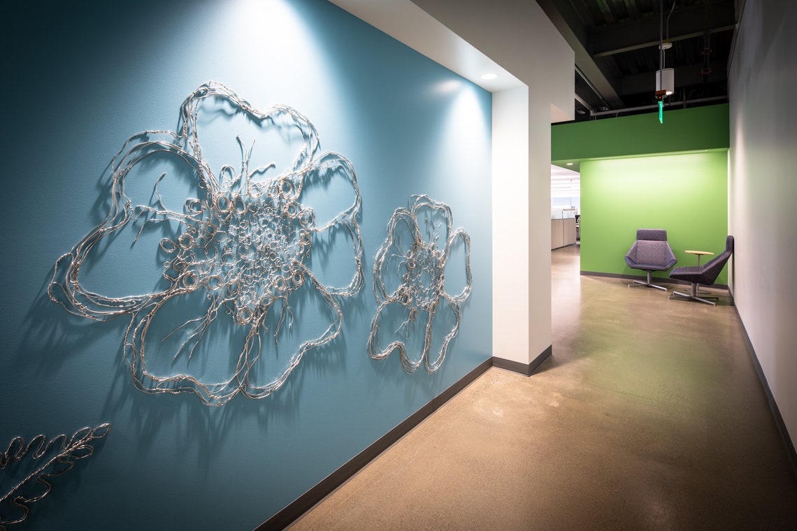 3 Flower Floral Botanical Wire Wall Art 18" X 24" by Elizabeth Berrien ...