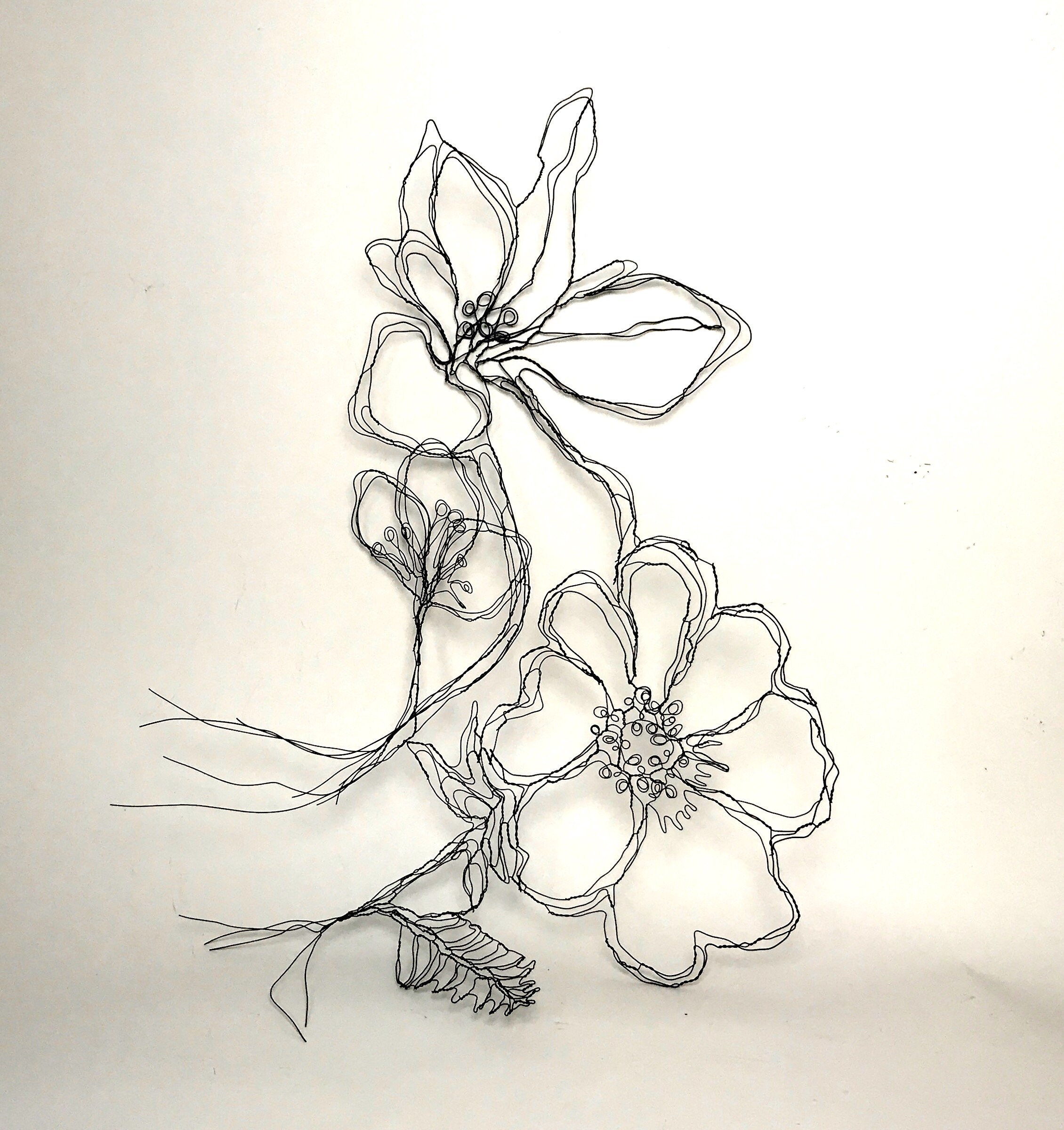 3 Flower Floral Botanical Wire Wall Art 18" X 24" by Elizabeth Berrien ...