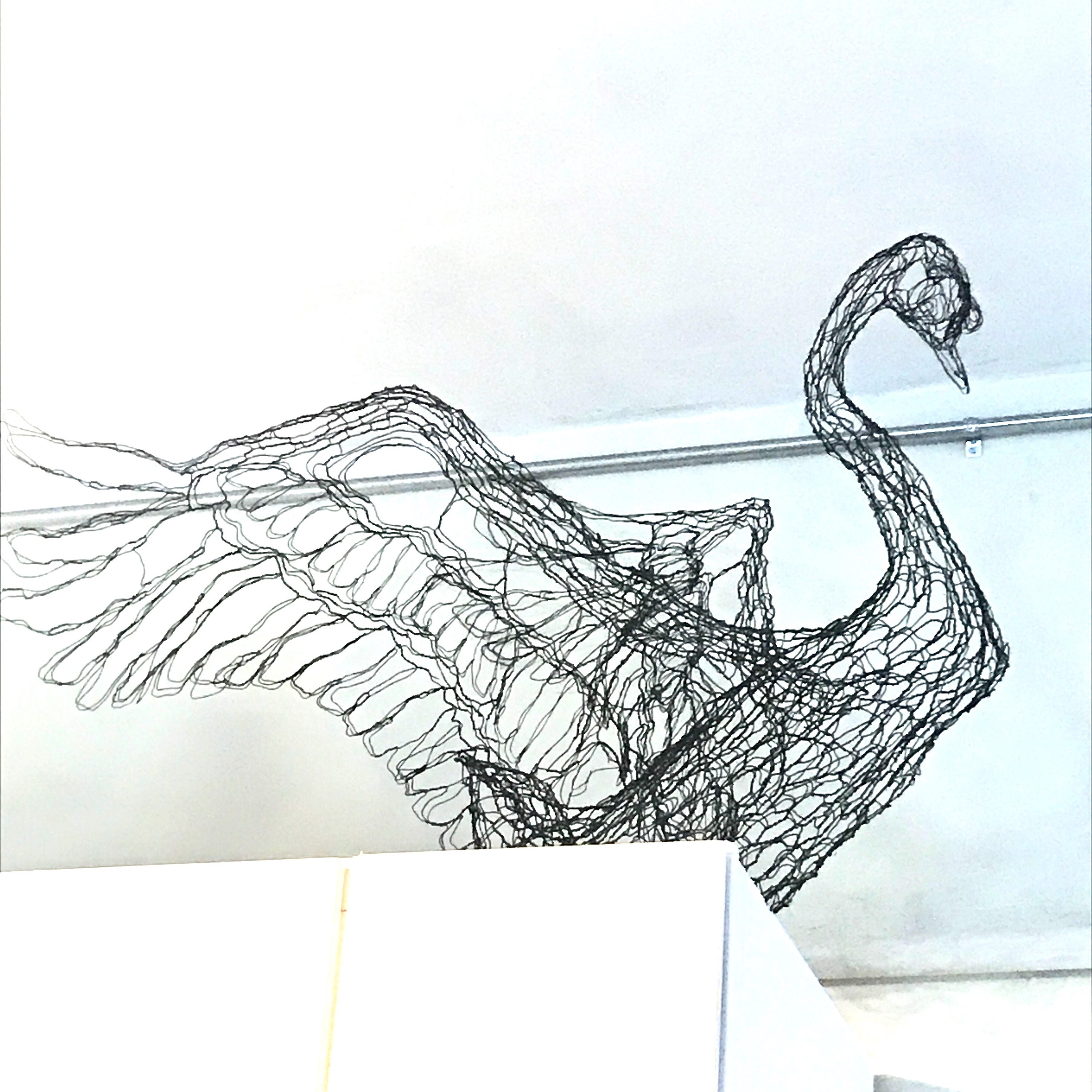 Mute Swan Taking Flight: 3D Wire Sculpture by Award-winning Artist ...