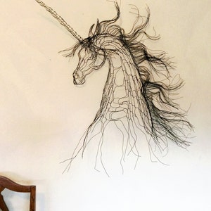 Unicorn Head Wire Sculpture Wall Art by Elizabeth Berrien - Etsy
