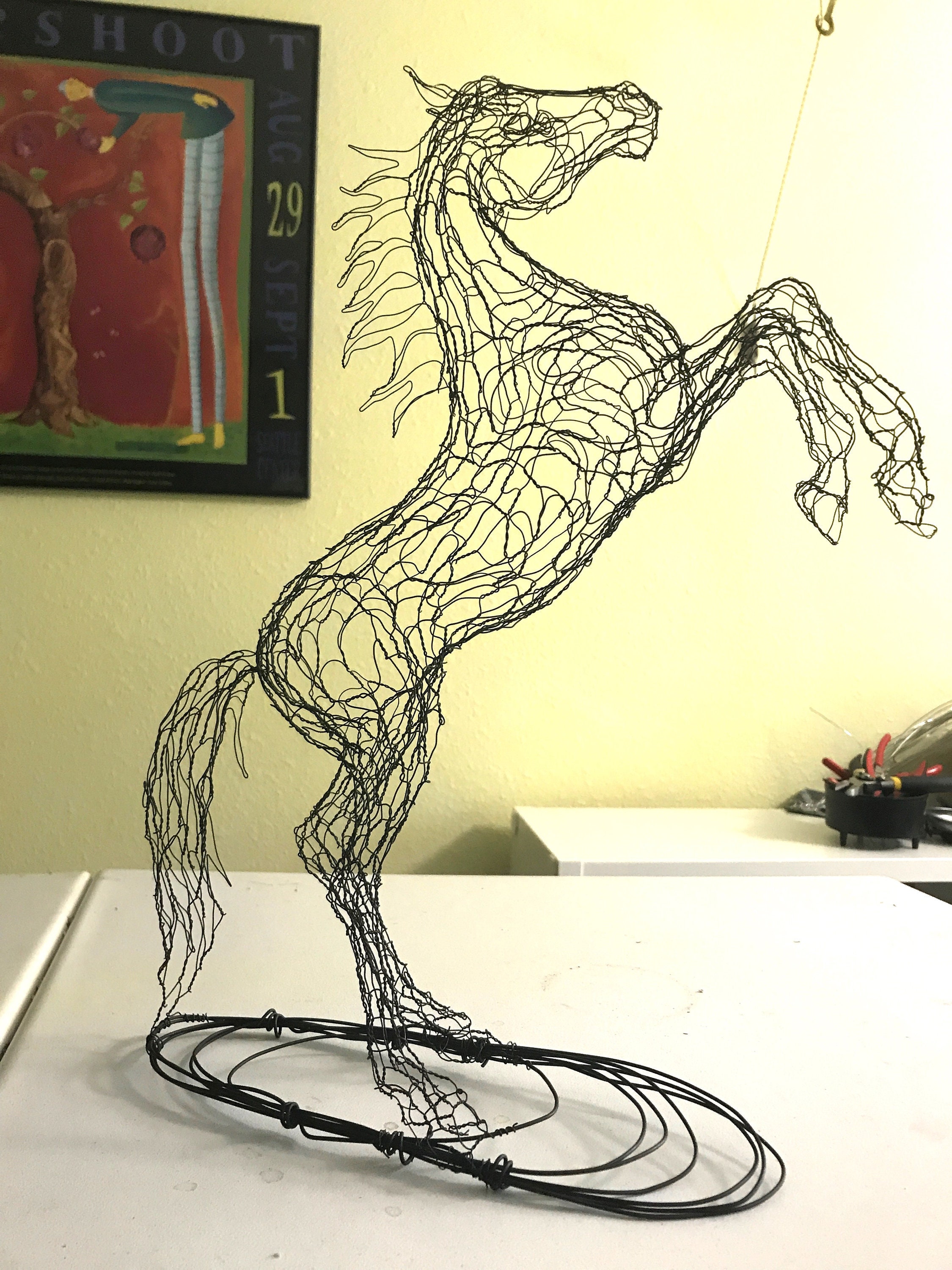 14” 3D Tabletop Wire Horse Sculpture by Elizabeth Berrien - Etsy