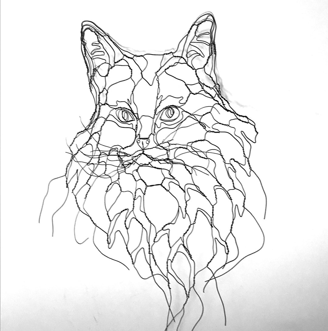Wire Sculpture Fluffy Cat Mask: Wall Art by Elizabeth Berrien, Famous ...