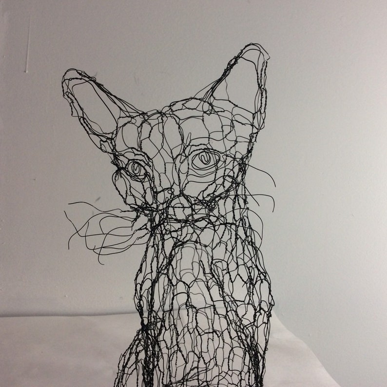 Wire Sculpture Cat: Life Size 3D Kitty by Elizabeth Berrien ...
