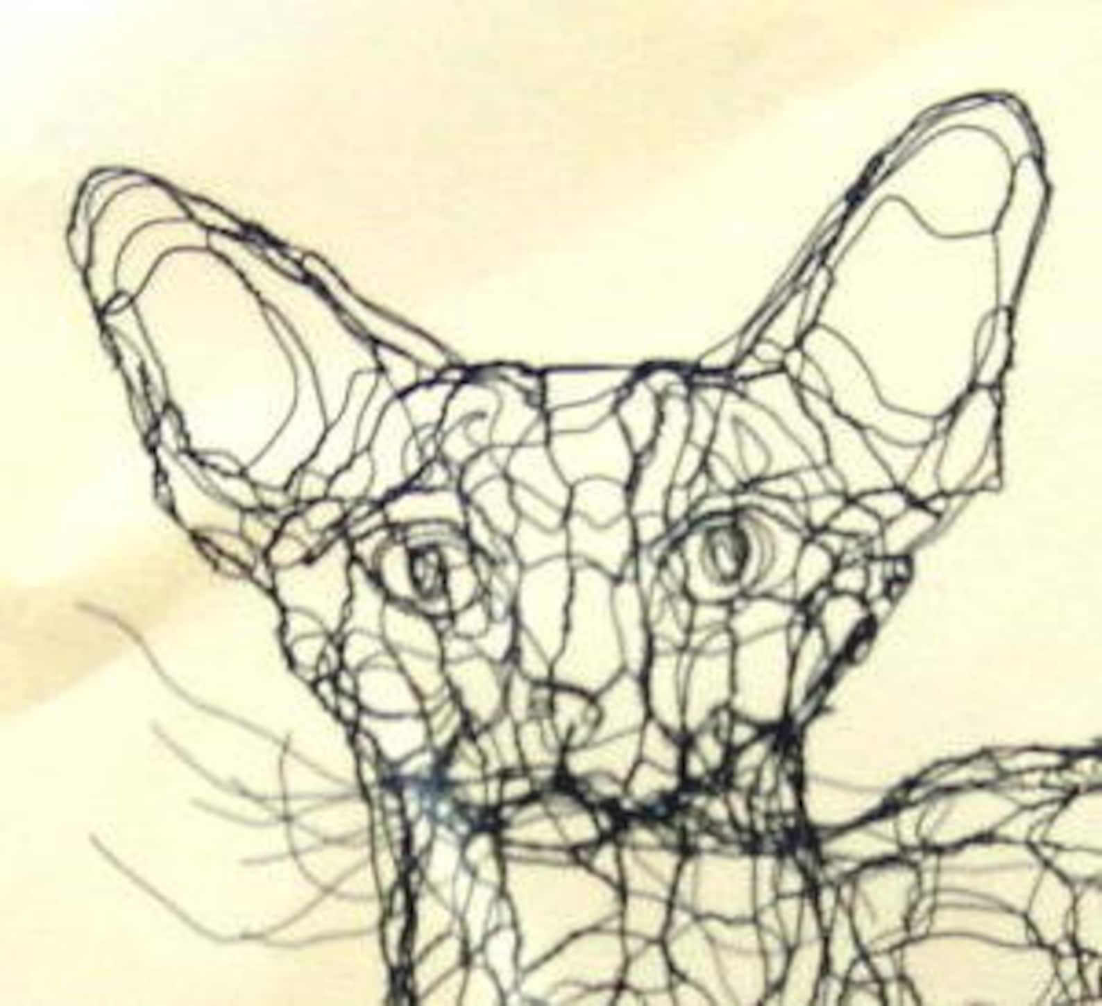 Wire Sculpture Cat: Life Size 3D Kitty by Elizabeth Berrien ...