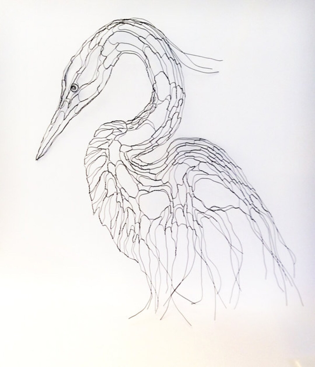 Wire Sculpture Heron, Egret 2D 27" Wall Art by Elizabeth Berrien - Etsy