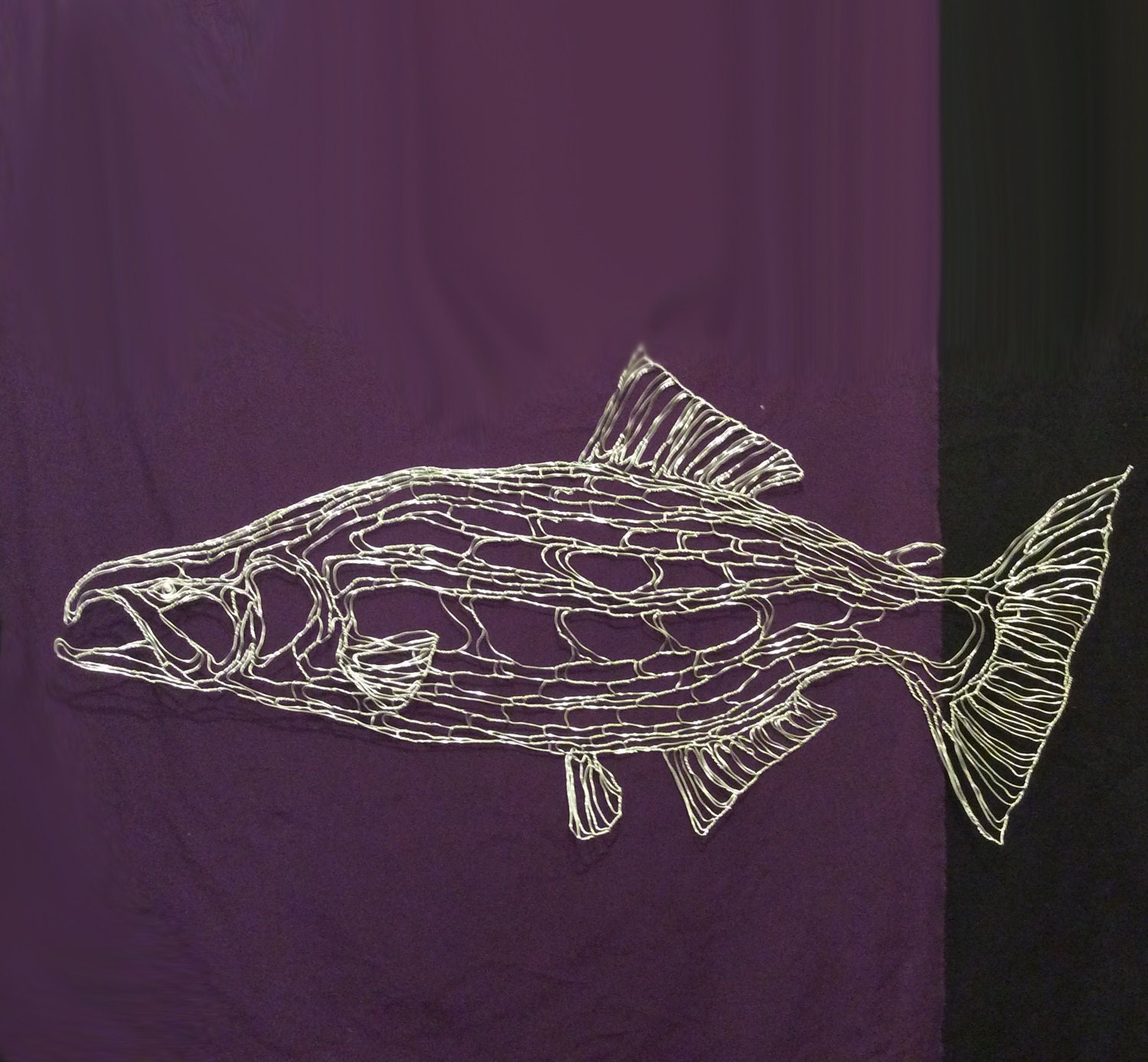 King Salmon 4ft Wire Sculpture 2D Wall Art by Elizabeth Berrien ...