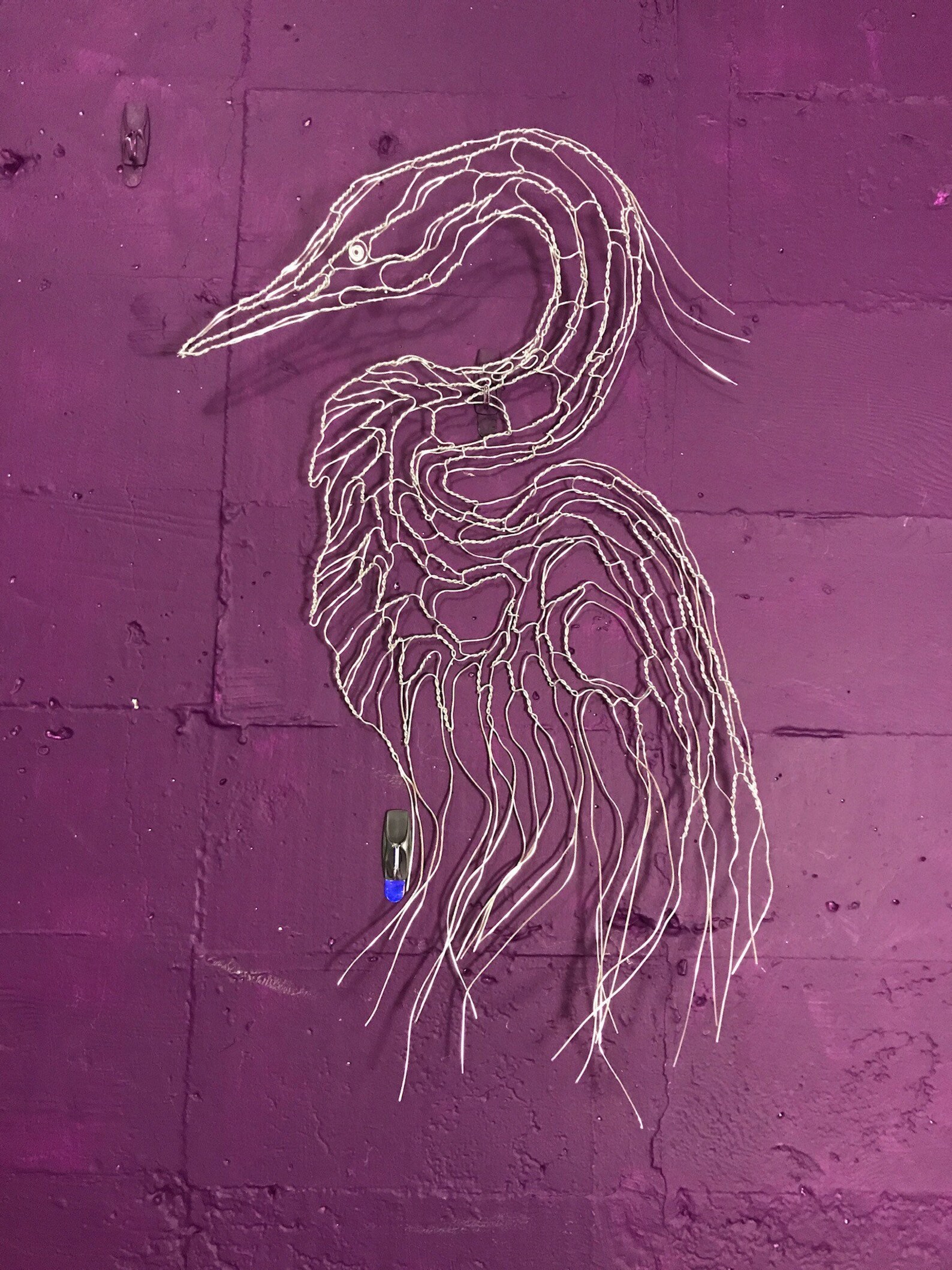 Wire Sculpture Heron, Egret 2D 27" Wall Art by Elizabeth Berrien - Etsy