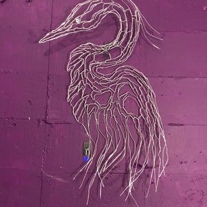 Wire Sculpture Heron, Egret 2D 27" Wall Art by Elizabeth Berrien - Etsy