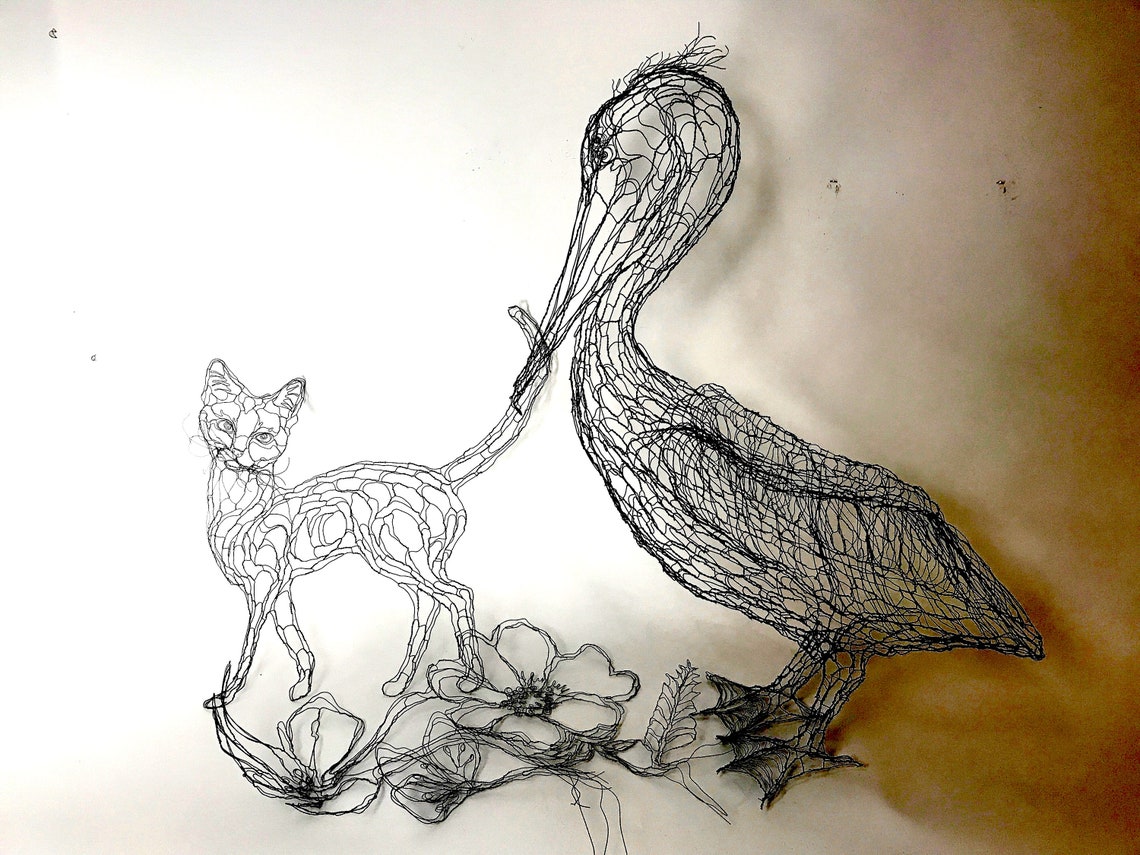 3 Flower Floral Botanical Wire Wall Art 18" X 24" by Elizabeth Berrien ...