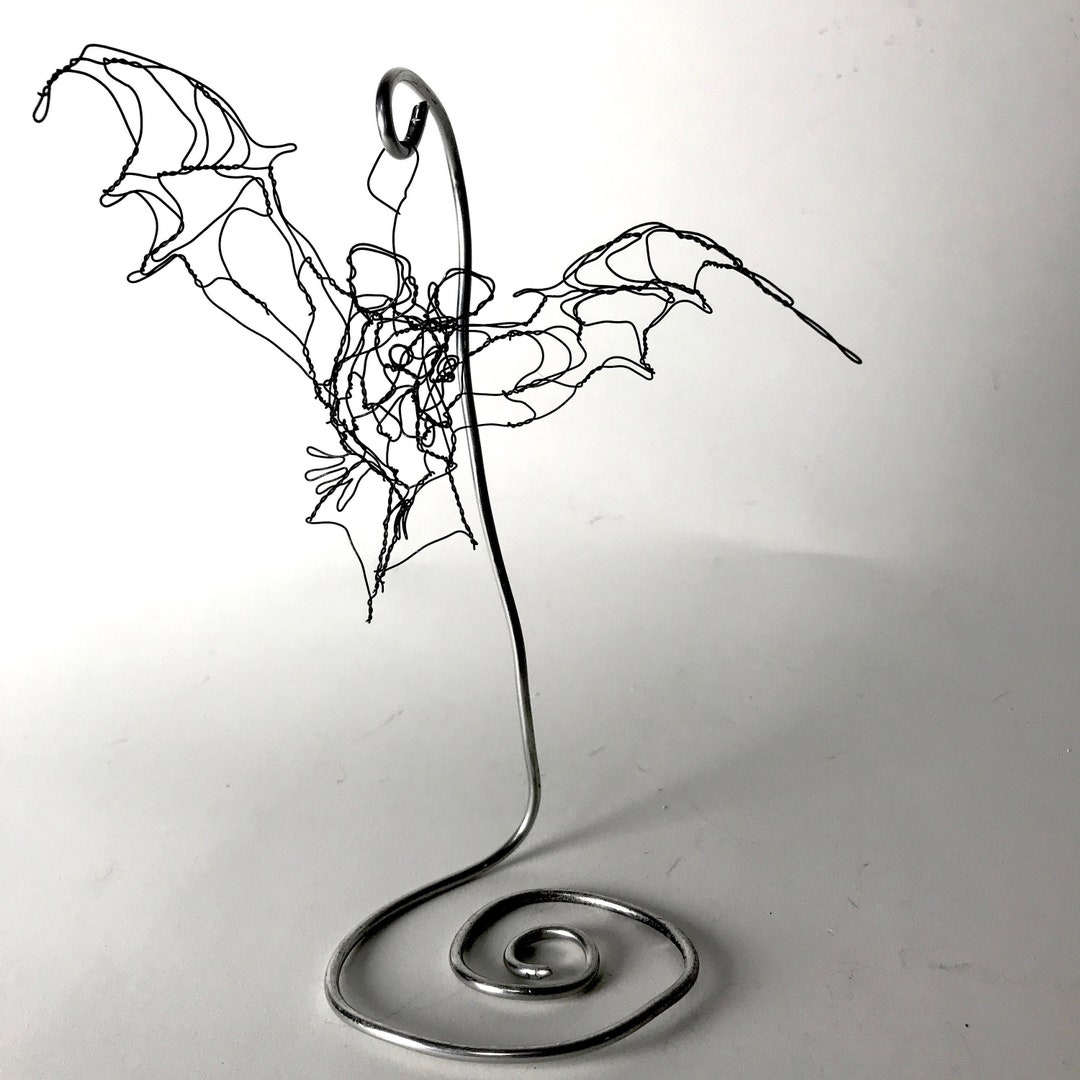 Wire Sculpture Bat 6" Wire Ornament With Stand by Master Wire Sculptor ...