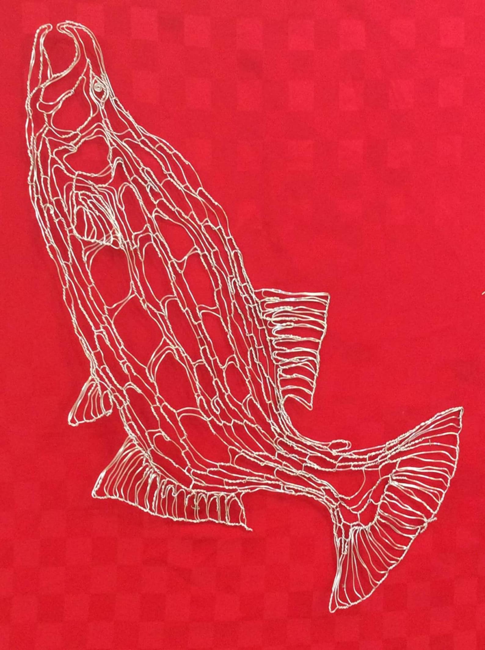 King Salmon 4ft Wire Sculpture 2D Wall Art by Elizabeth Berrien ...