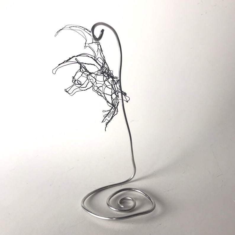 Wire Sculpture Bat 6" Wire Ornament With Stand by Master Wire Sculptor ...