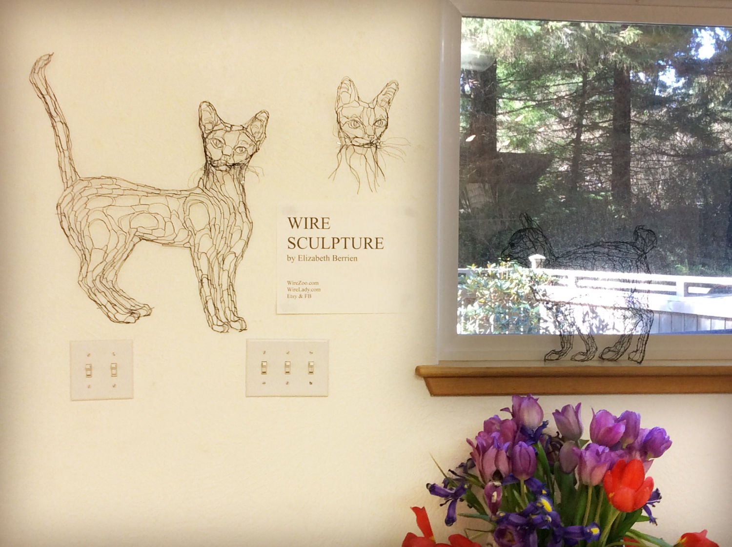Wall Kitty Cat 2D Wire Sculpture by Elizabeth Berrien - Etsy