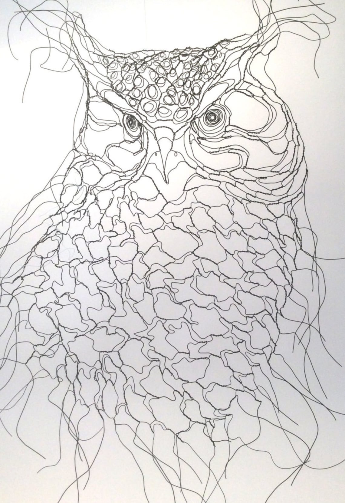 Owl Spirit Wire Sculpture 16" X 20" Wall Art by Wire Sculptor Elizabeth ...
