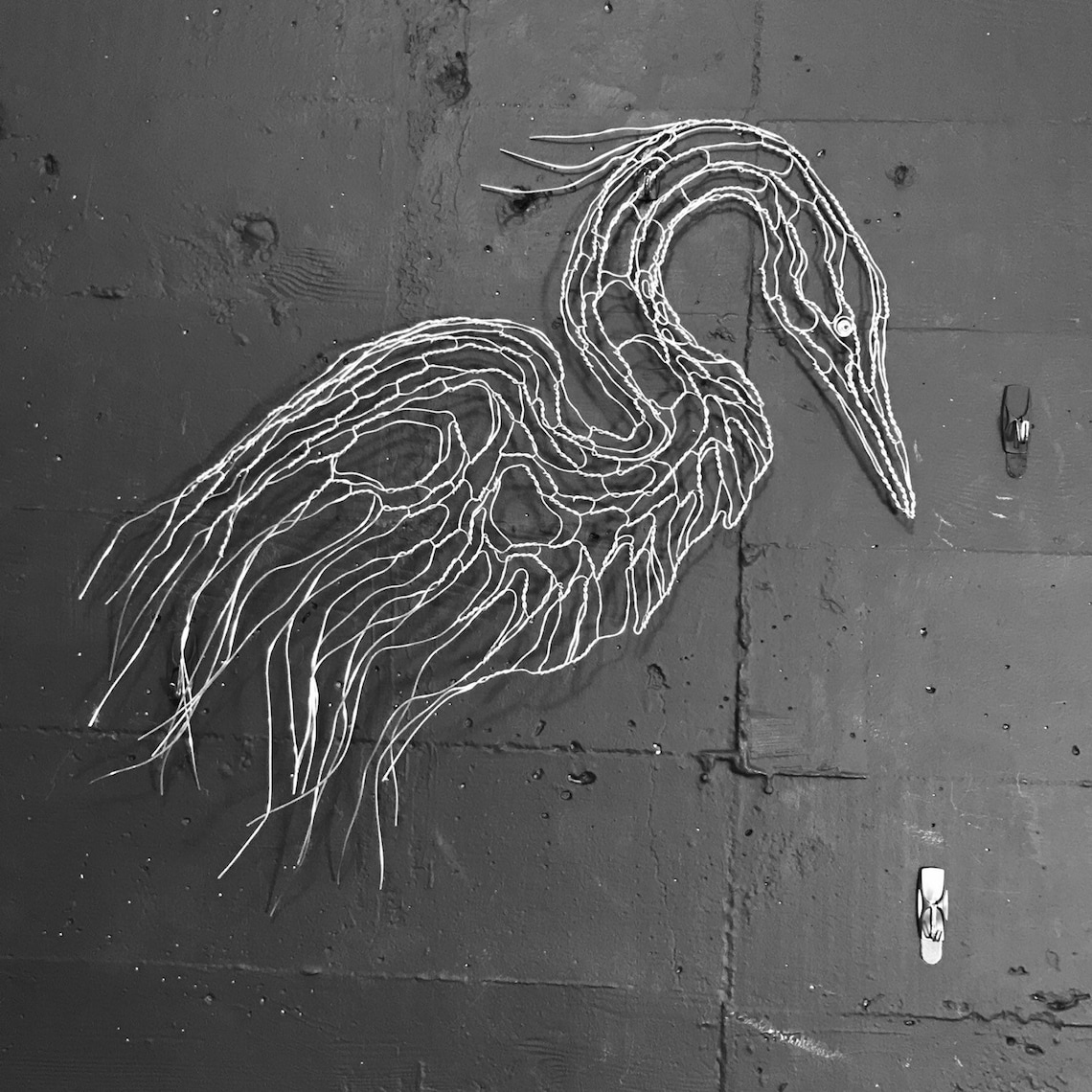 Wire Sculpture Heron, Egret 2D 27" Wall Art by Elizabeth Berrien - Etsy