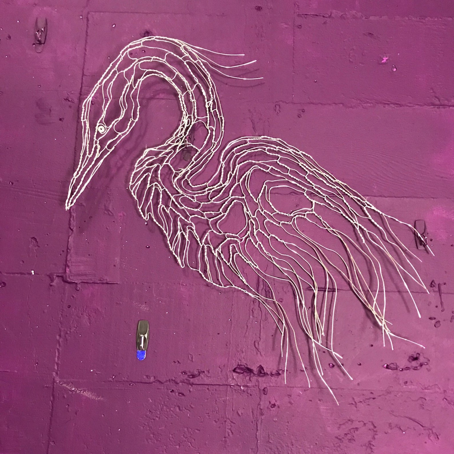 Wire Sculpture Heron, Egret 2D 27" Wall Art by Elizabeth Berrien - Etsy