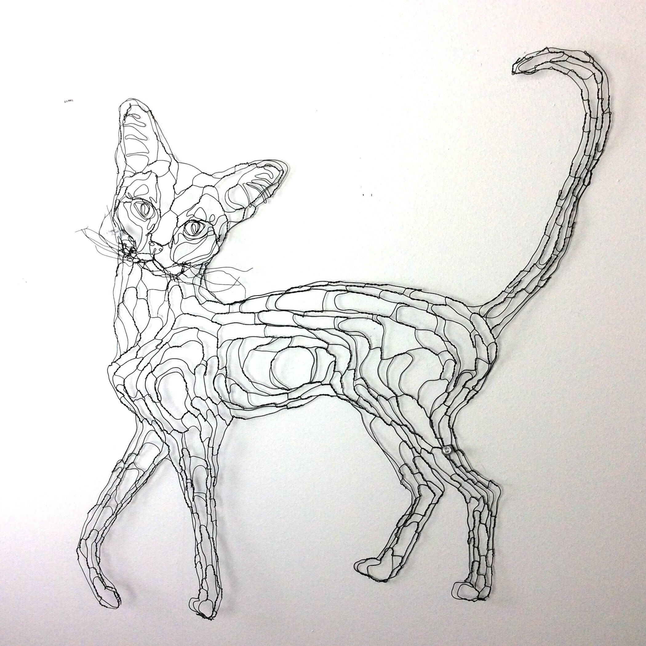 Wall Kitty Cat 2D Wire Sculpture by Elizabeth Berrien - Etsy