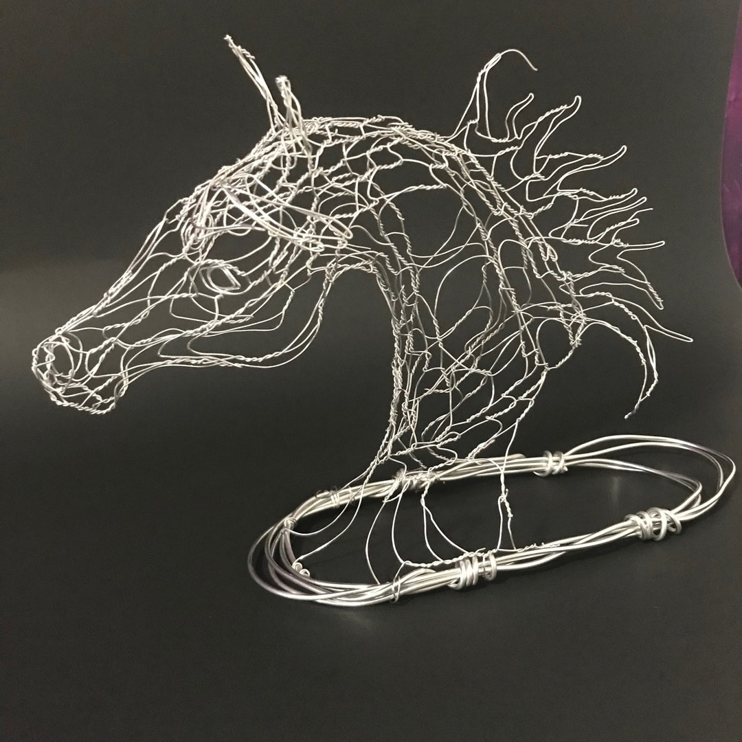 Silvery 6" Horse Head Wire Sculpture by Elizabeth Berrien - Etsy