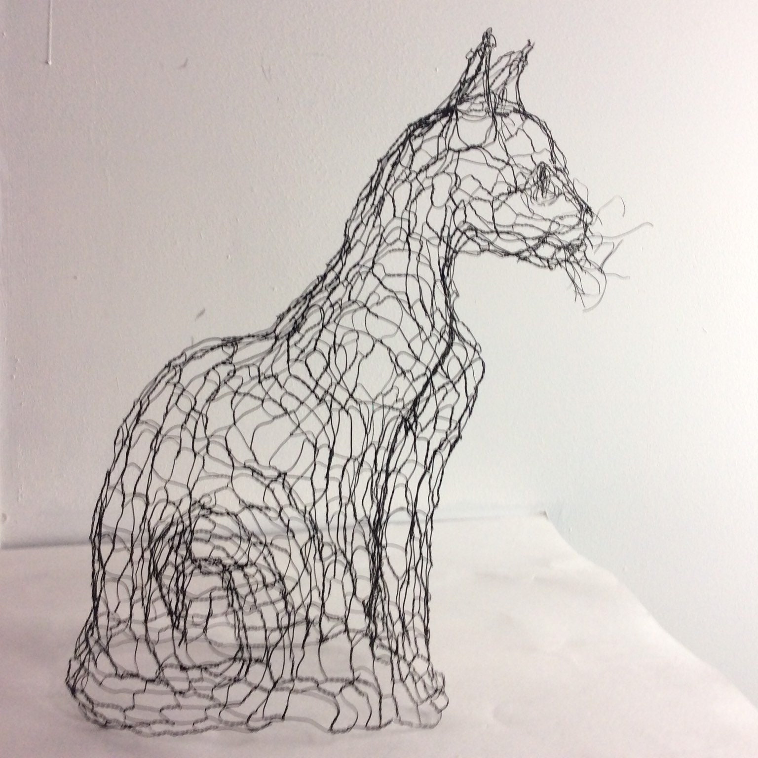 Wire Sculpture Cat: Life Size 3D Kitty by Elizabeth Berrien | Etsy