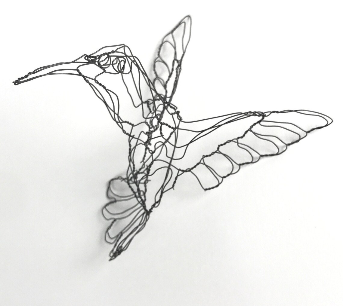 Hummingbird Wire Sculpture: 4" Wire Art Hummingbird With Stand by ...