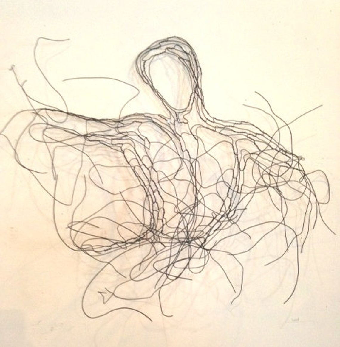 Wire Sculpture Kung Fu Figure: 36in Abstract Wall Art by Elizabeth ...
