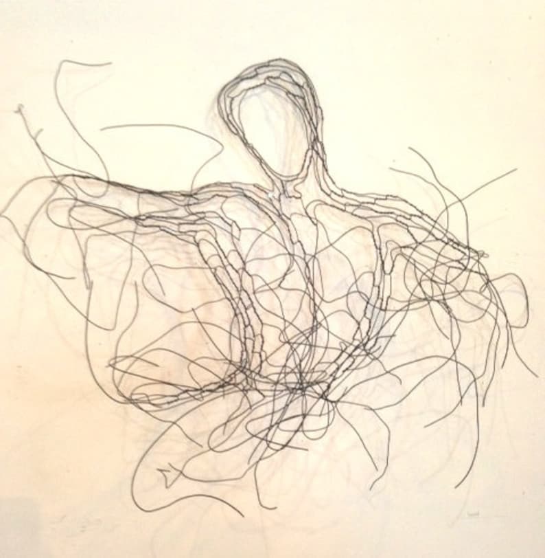 Wire Sculpture Kung Fu Figure: 36in Abstract Wall Art by Elizabeth ...