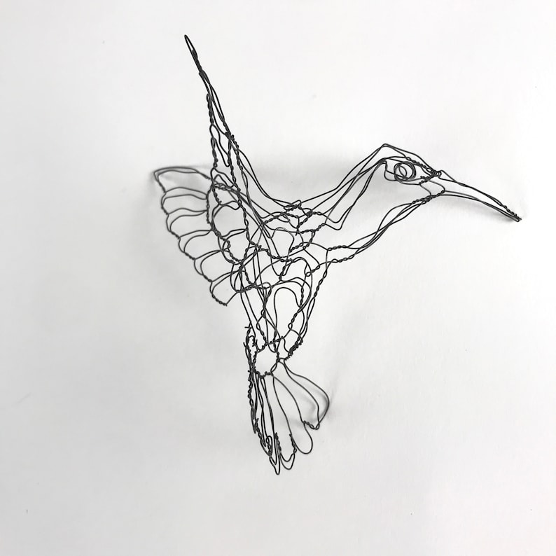 Hummingbird Wire Sculpture: 4" Wire Art Hummingbird With Stand by ...