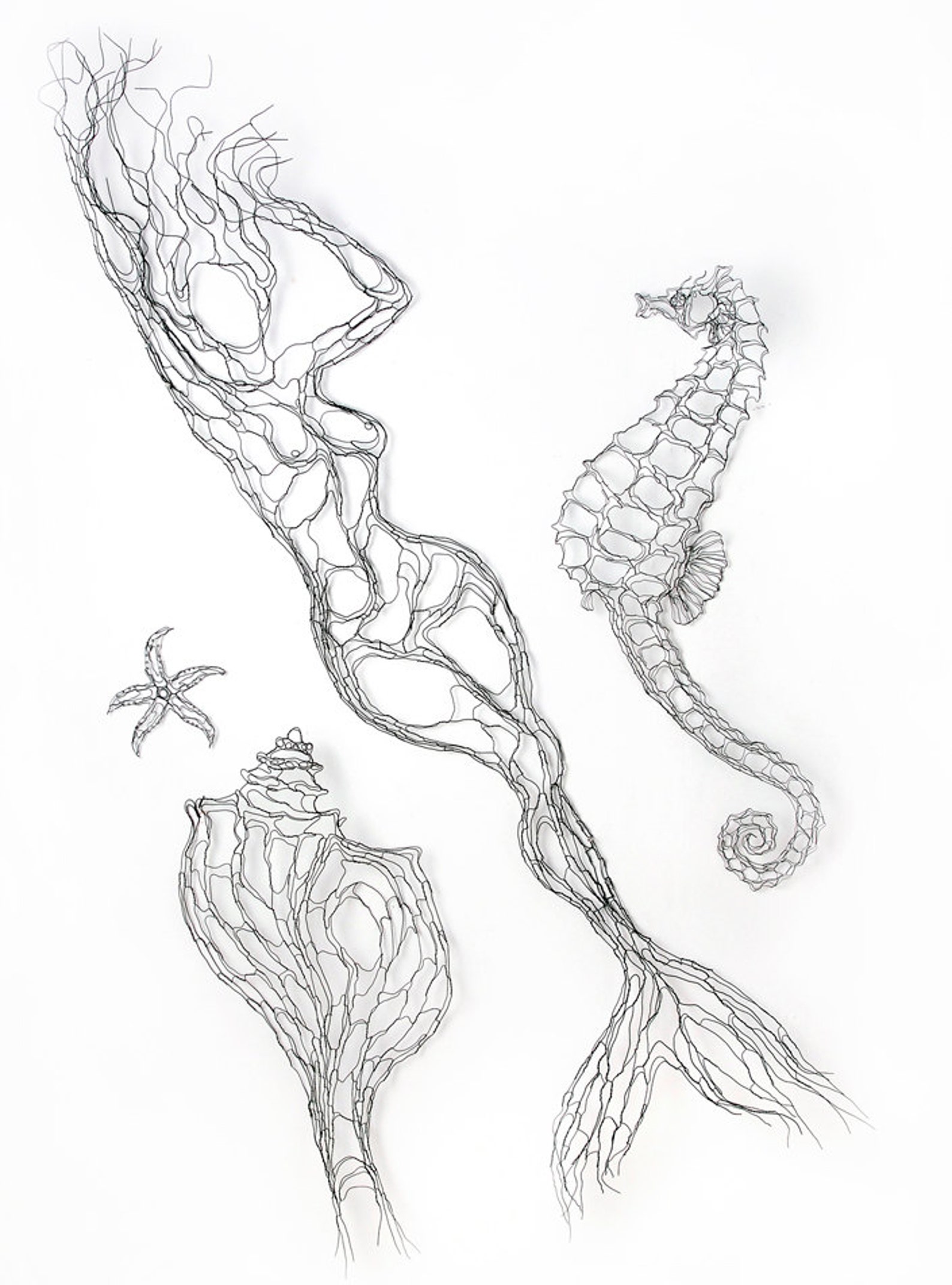 Set of 3 Sea Shell Wire Sculptures by Elizabeth Berrien - Etsy