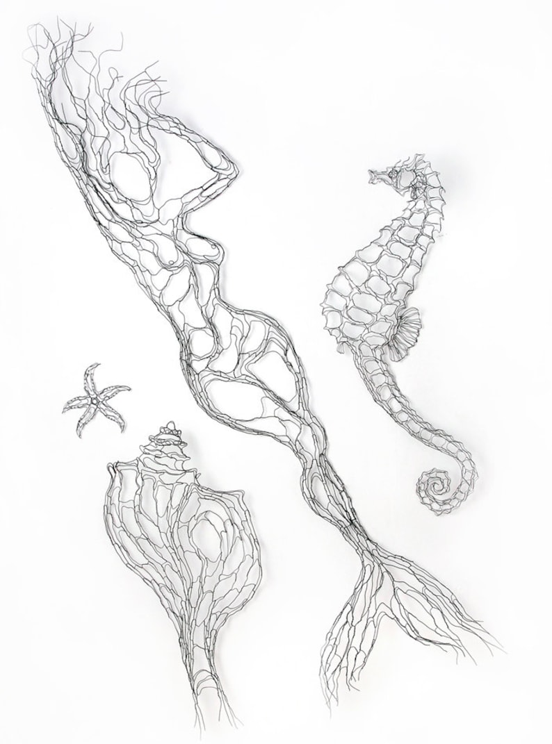 Set of 3 Sea Shell Wire Sculptures by Elizabeth Berrien - Etsy