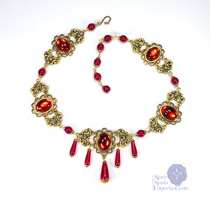 Red and Gold Earrings, Red Gem Earrings, Ruby Red, Costume Jewelry ...