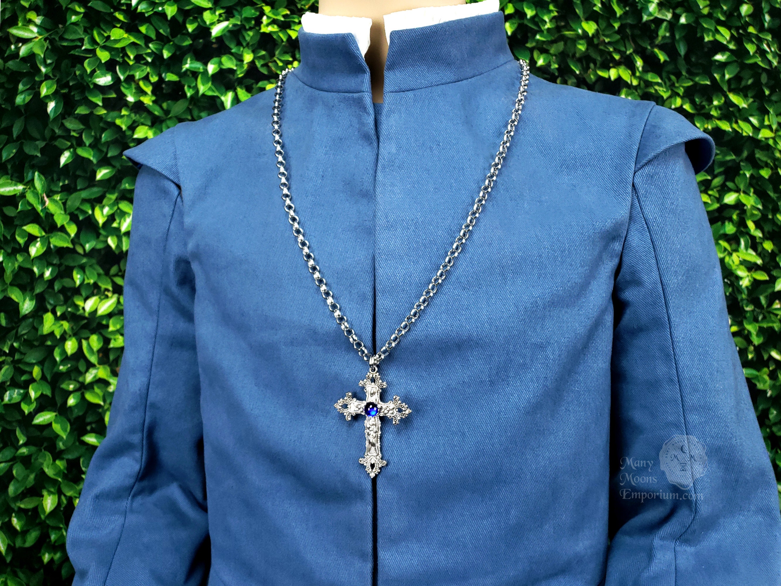 Tudor Chain Large Mens Cross Black Onyx Antique Silver - Etsy