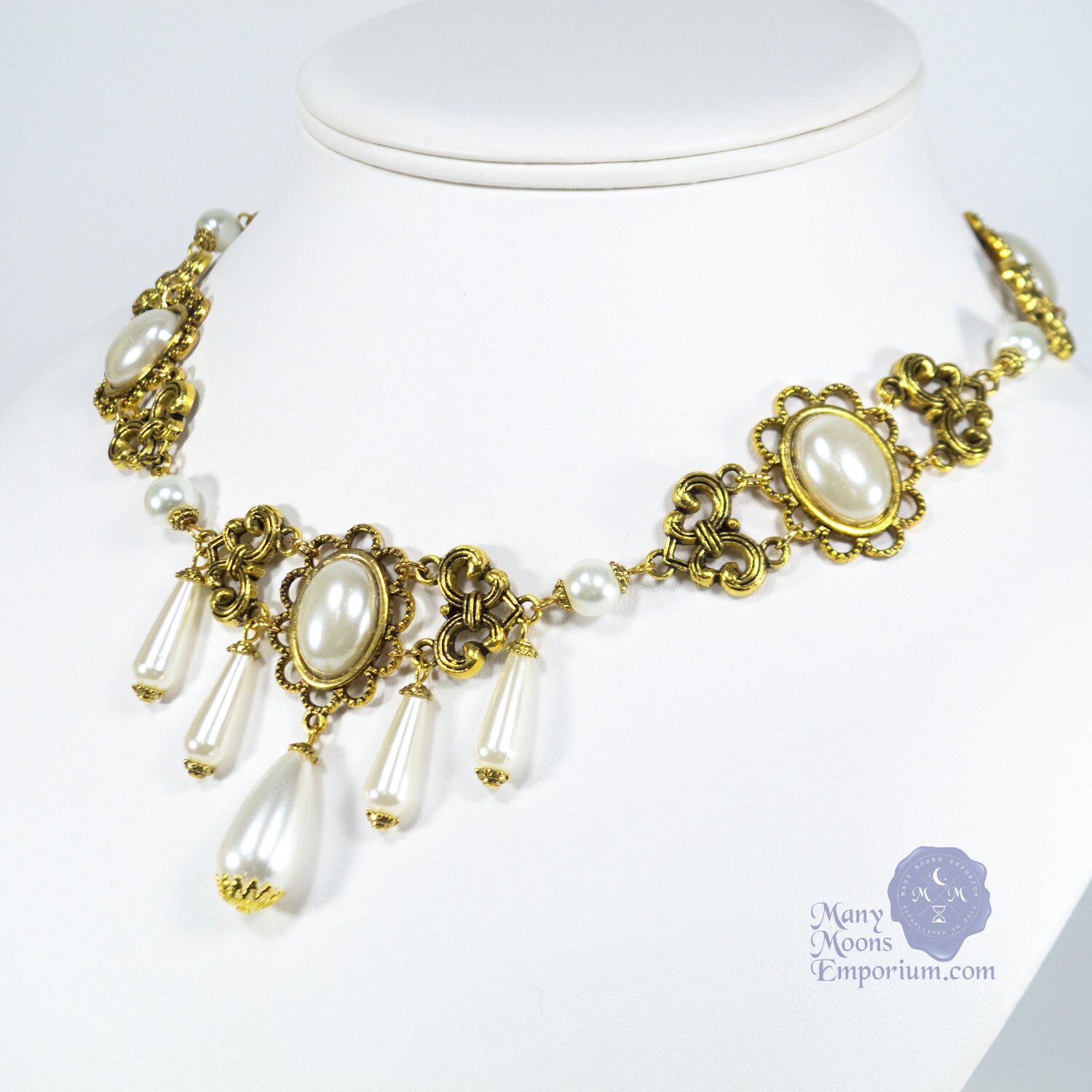 Antique Gold & Pearl Renaissance Collar Tudor Jewelry | Etsy