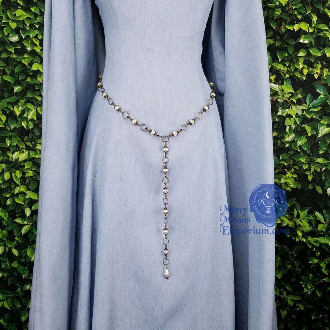 Renaissance Girdle Belt, Antique Bronze, Pearl Chain Belt, Medieval ...