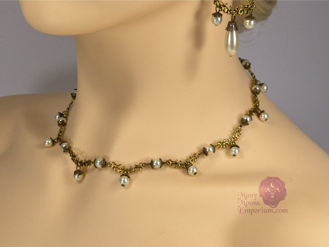 Lady Blythe Antique Gold Drop Pearl Renaissance Necklace - Etsy