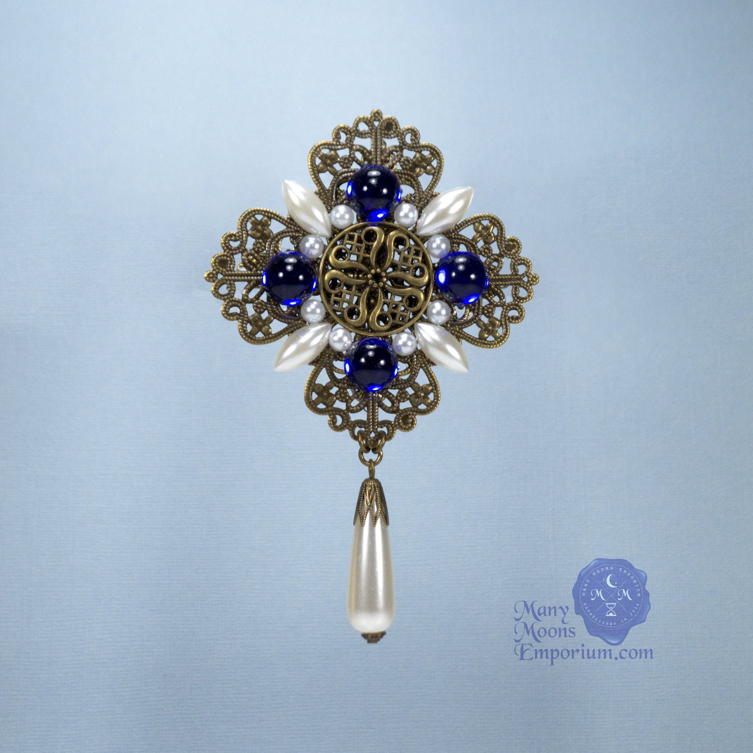 Black brooch bodice jewelry brooch with pearls Tudor | Etsy