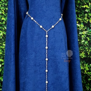 14th Century Medieval Girdle Belt, Silver Pearl Chain Belt ...